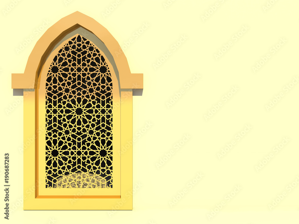 Islamic interior design of the mosque. Islamic window with traditional ...