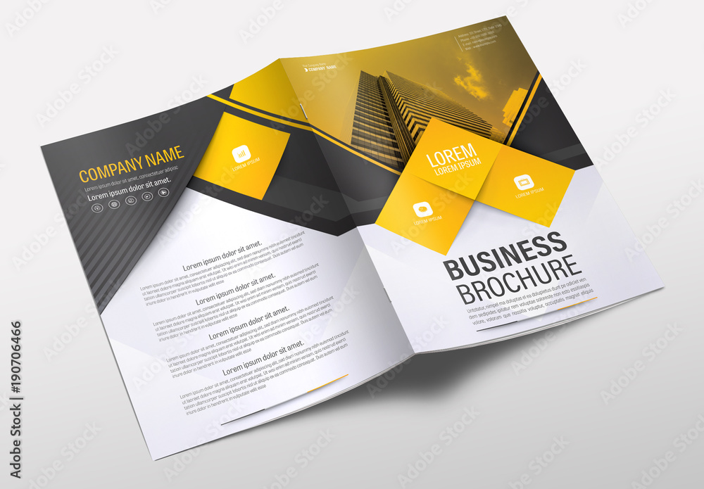 Brochure Cover Layout with Yellow and Gray Accents 3 Stock Template ...
