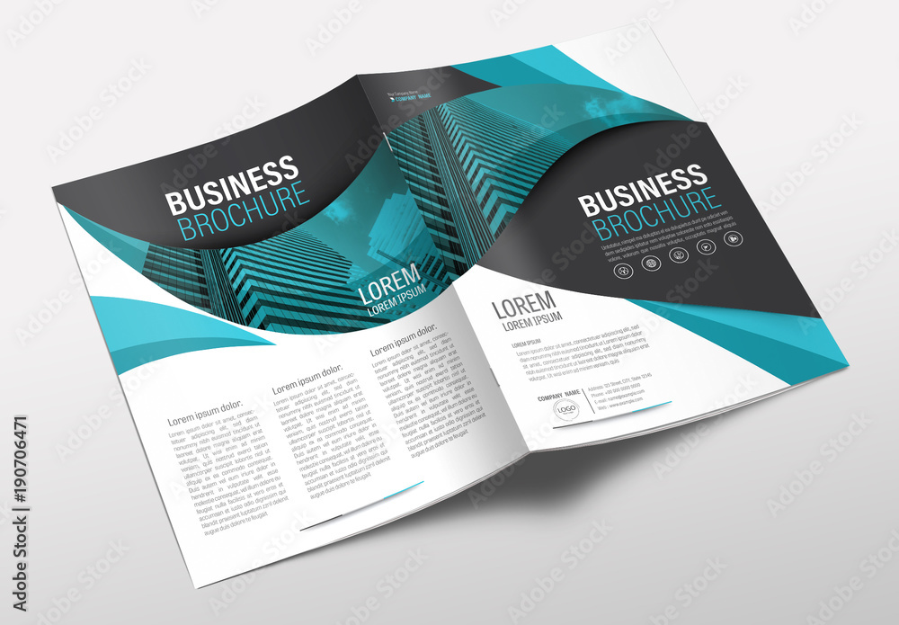 Brochure Cover Layout with Teal and Black Accents 3 Stock Template ...