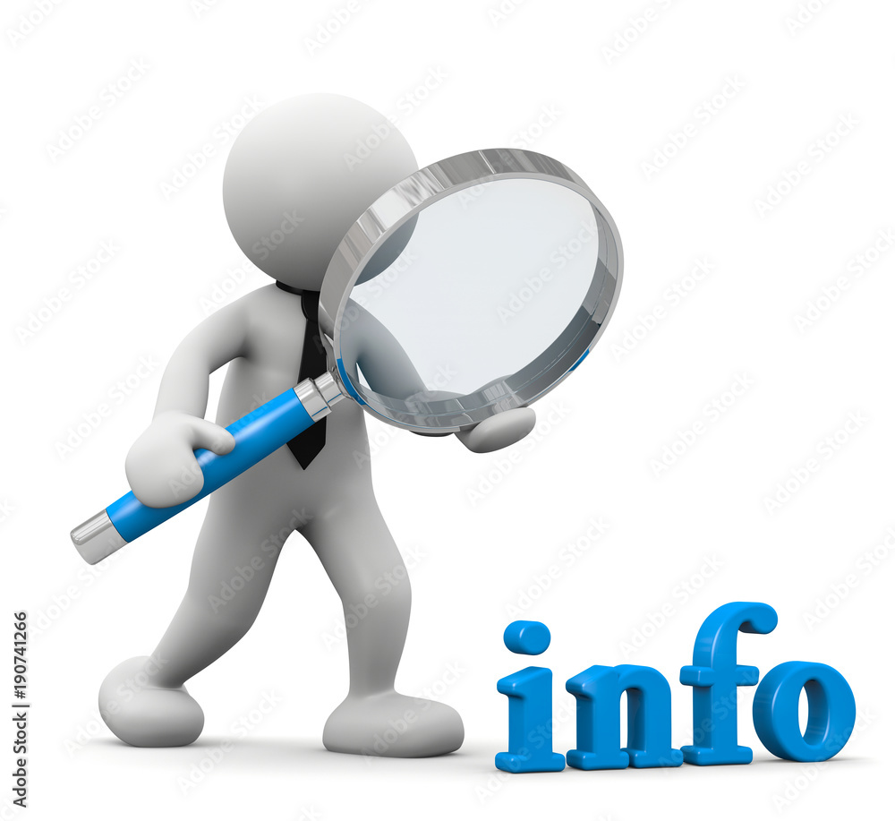 omino 3d che cerca informazioni Stock-Illustration | Adobe Stock