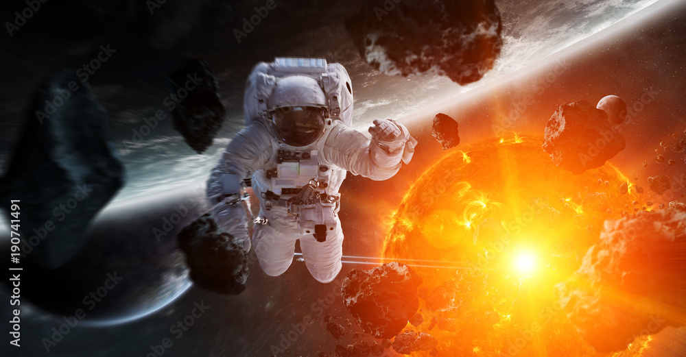 Astronaut floating in space 3D rendering elements of this image ...