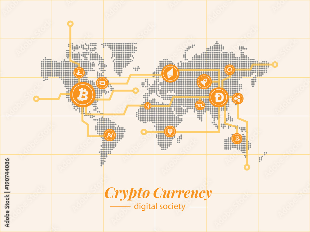 New currency icons and the new chapter of financial networks. Worldwide ...