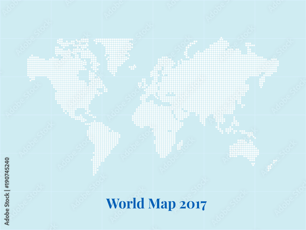 World map represented by Blue Bitmap in creamy background. Vector ...