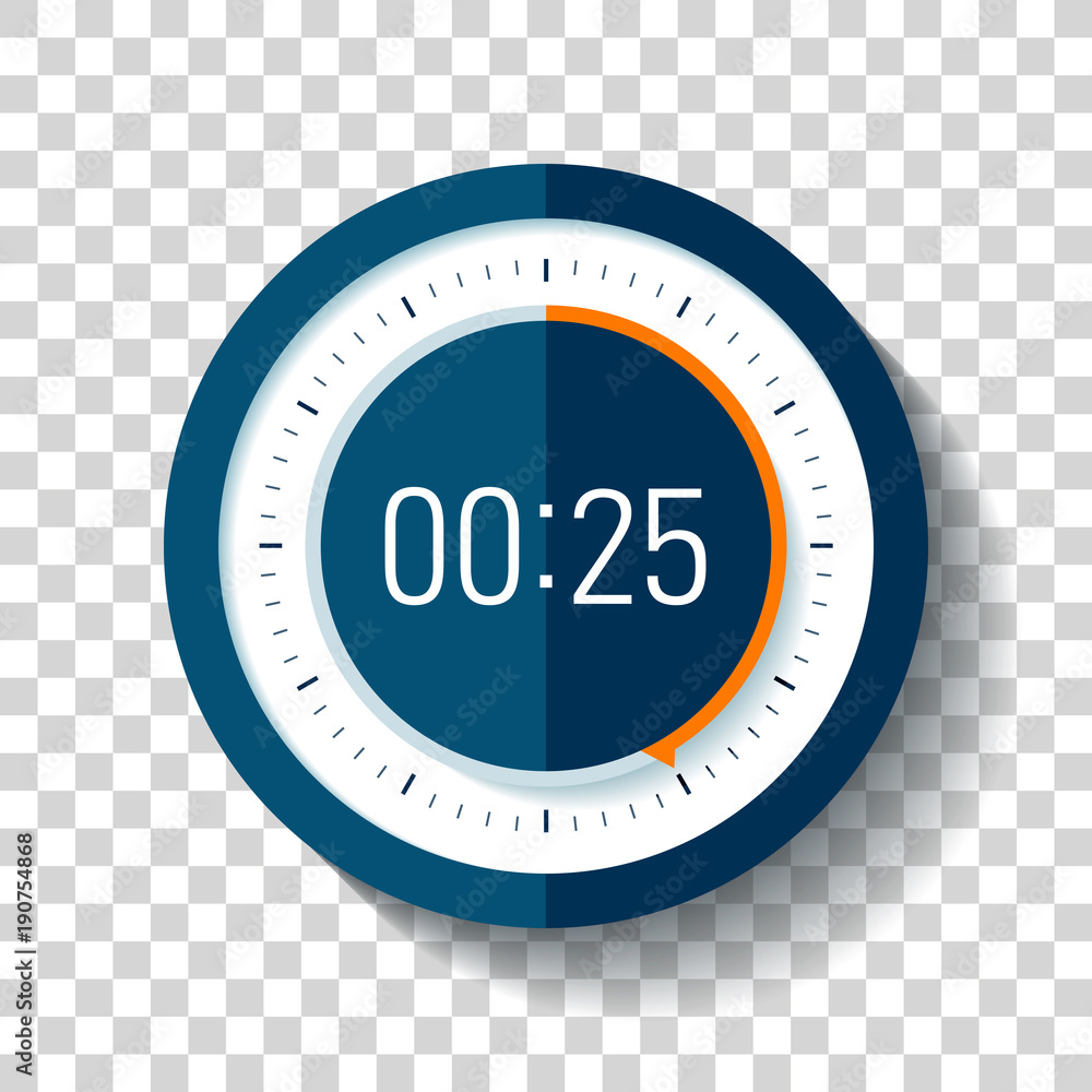 Stopwatch icon in flat style, timer on on transparent background. Sport ...