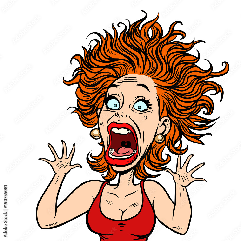 funny scared woman Stock Vector | Adobe Stock