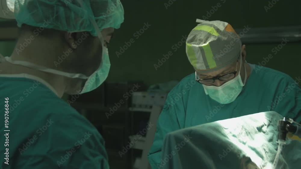 Surgical procedure, surgery operation in operating room, close up of ...