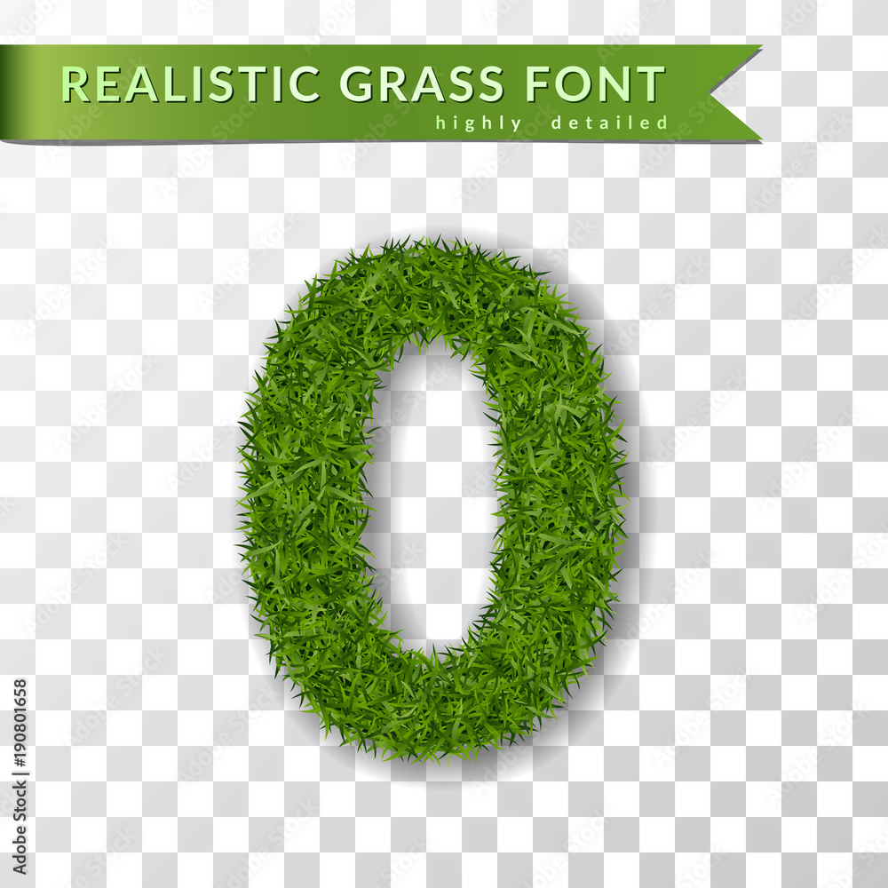 Grass number zero. Green number 0, isolated on white transparent ...