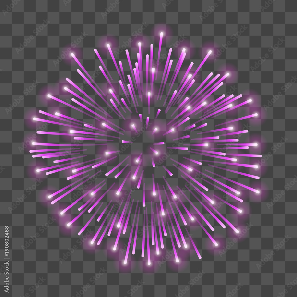 Beautiful pink firework. Bright salute isolated transparent background ...