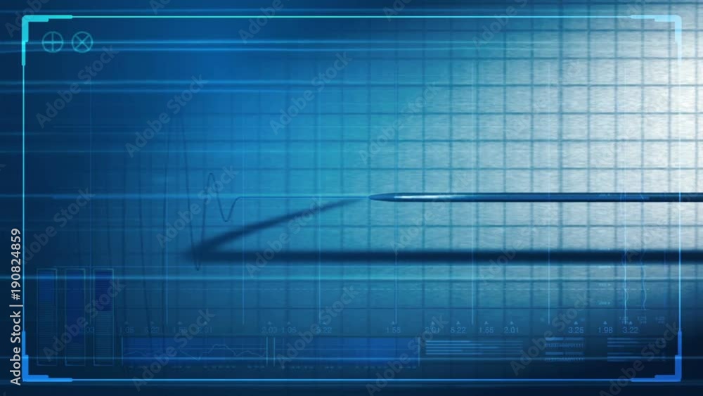 A closeup of a polygraph lie detector test needle drawing a line on ...