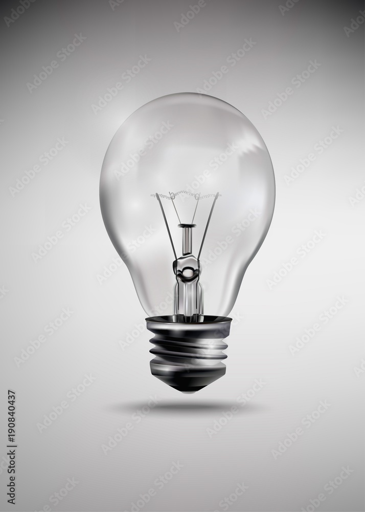 Light bulb idea illustration, realistic incandescent light bulb ...
