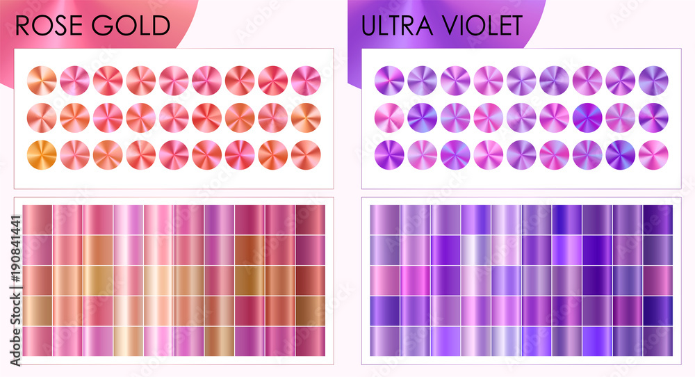 Trendy Ultra Violet and Rose gold set: circular gradient collection ...