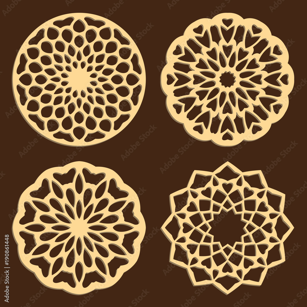 DIY laser cutting patterns. Jigsaw die cut ornaments. Islamic cutout ...