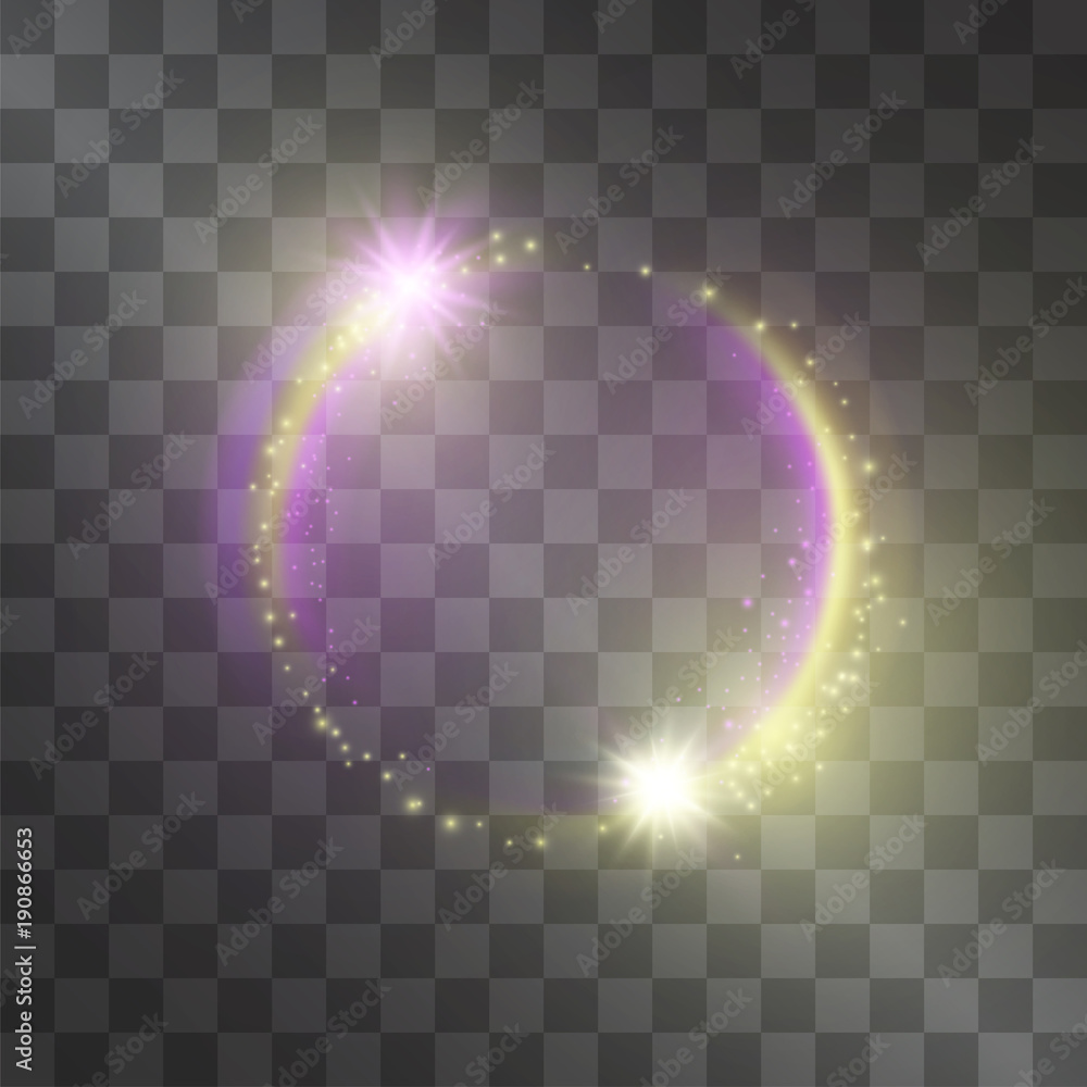 Light yellow and magenta flamboyant effect with rotating circle frame ...