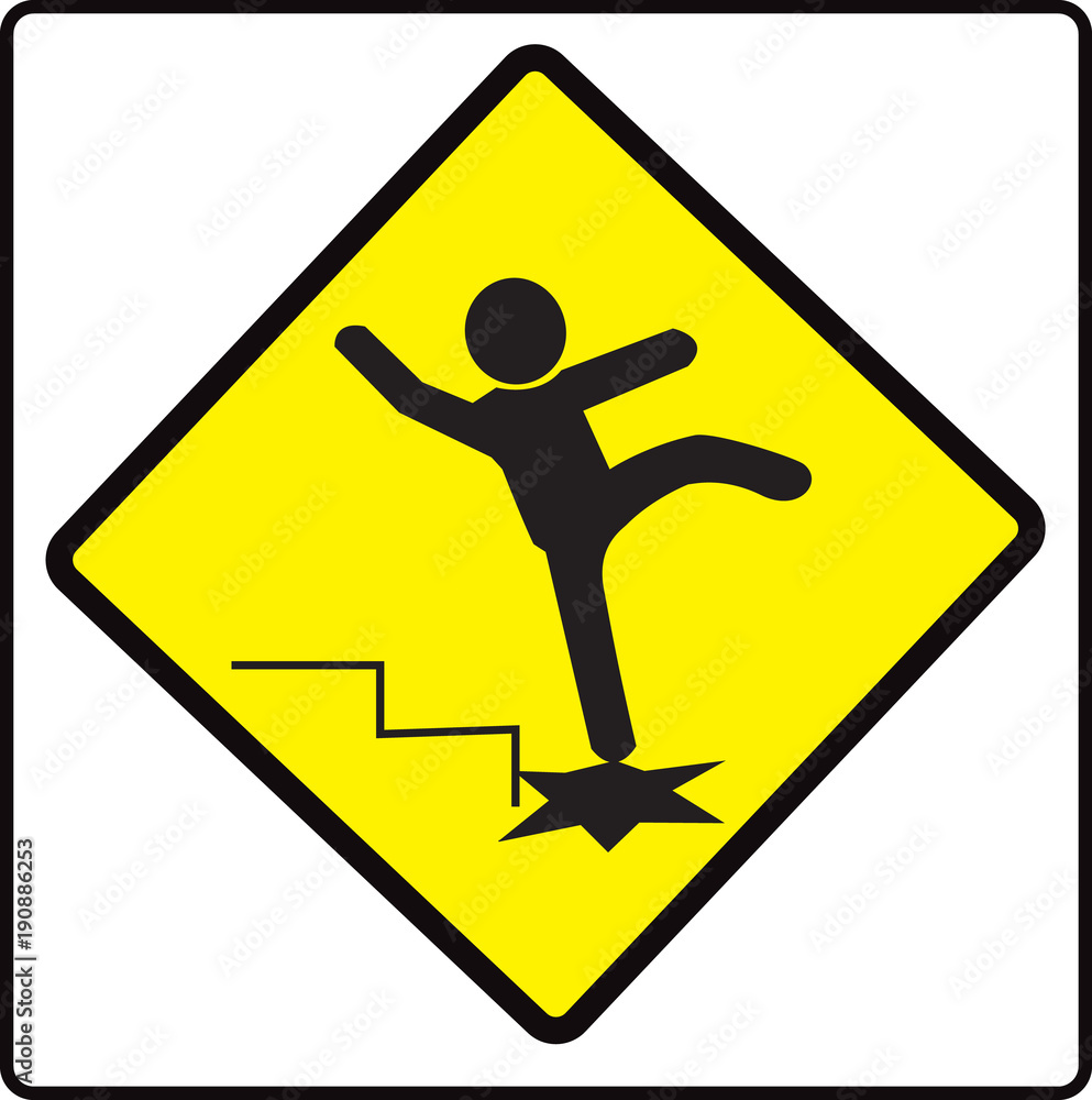 Be careful steps Sign, warning symbol, vector illustration. Stock ...