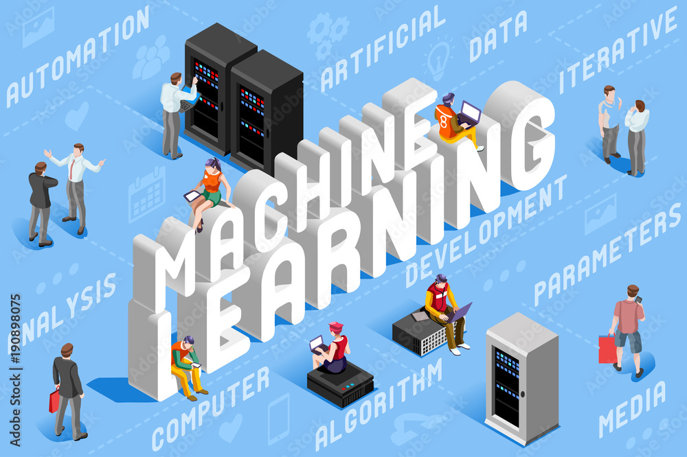 Machine Learning Illustration Stock Vector | Adobe Stock