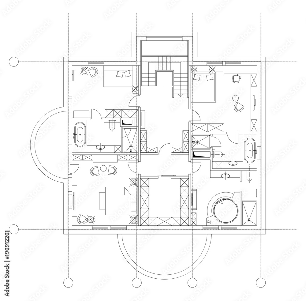 Standard home furniture symbols set used in architecture plans, home ...