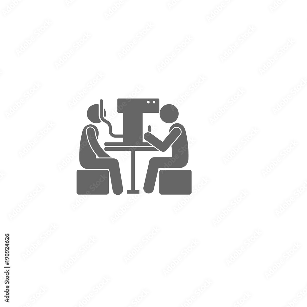 Patient doctor eye treatment icon Simple element illustration. Symbol ...