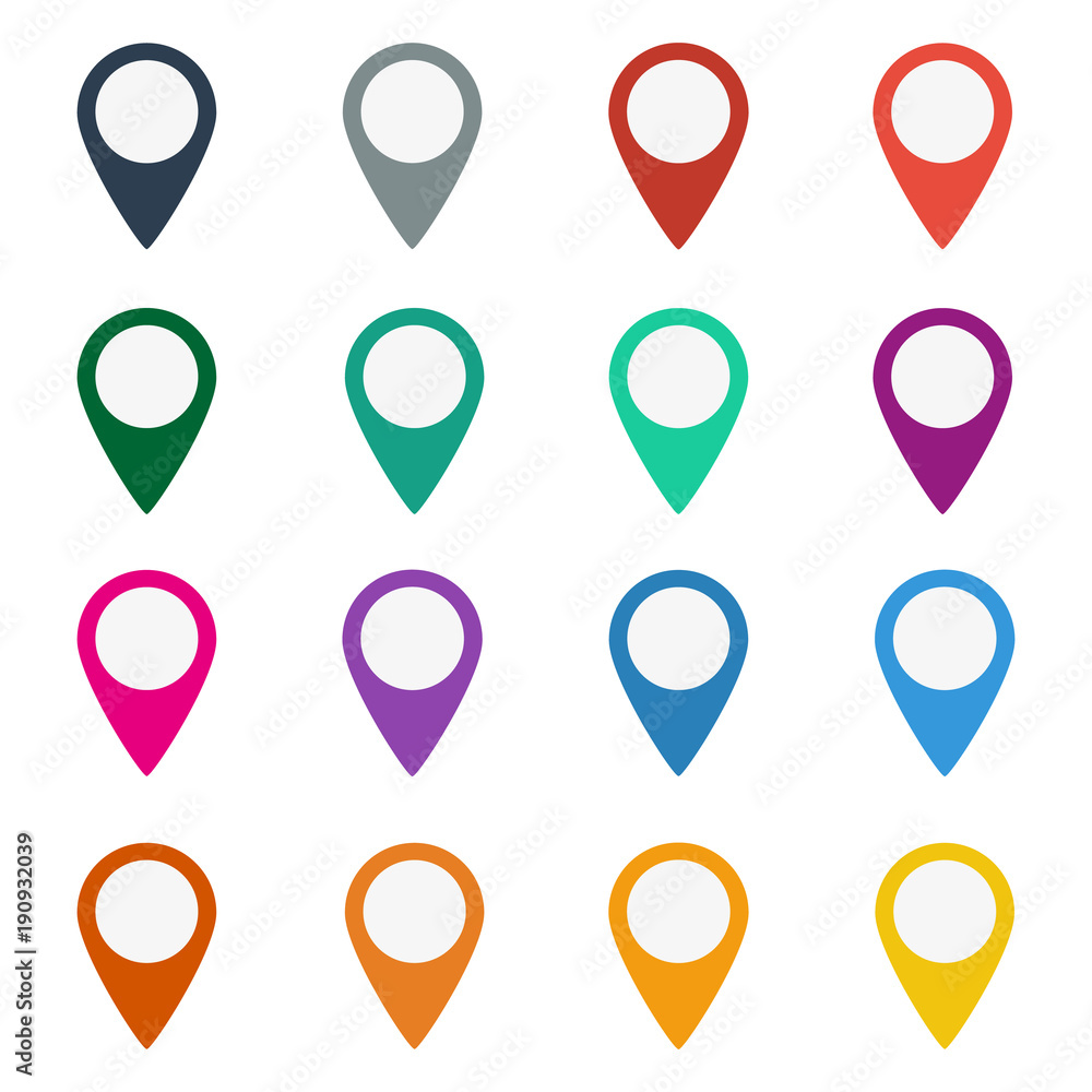 Colorful set of map markers. Stock Vector | Adobe Stock