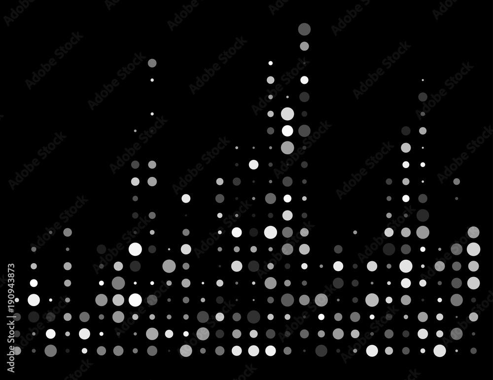 dotted sound wave, equalizer isolated on black background Stock Vector ...