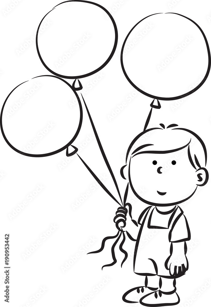 boy holding balloons Stock Illustration | Adobe Stock