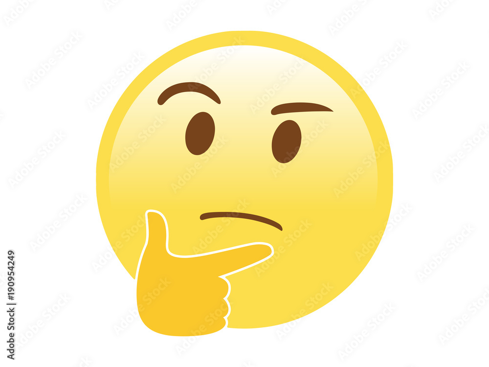 Isolated vector yellow pondering face with right hand icon flat icon ...