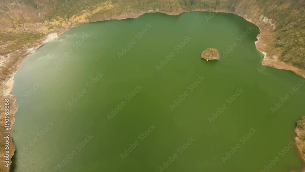 Aerial view Lake crater at Taal Volcano on Luzon Island North of Manila ...