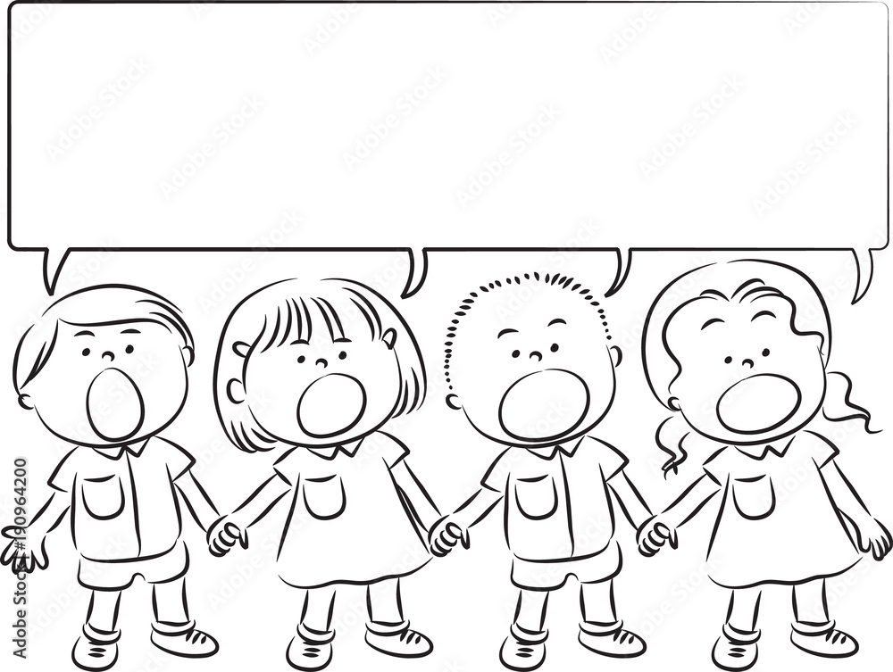 Kids Talking Clipart Black And White