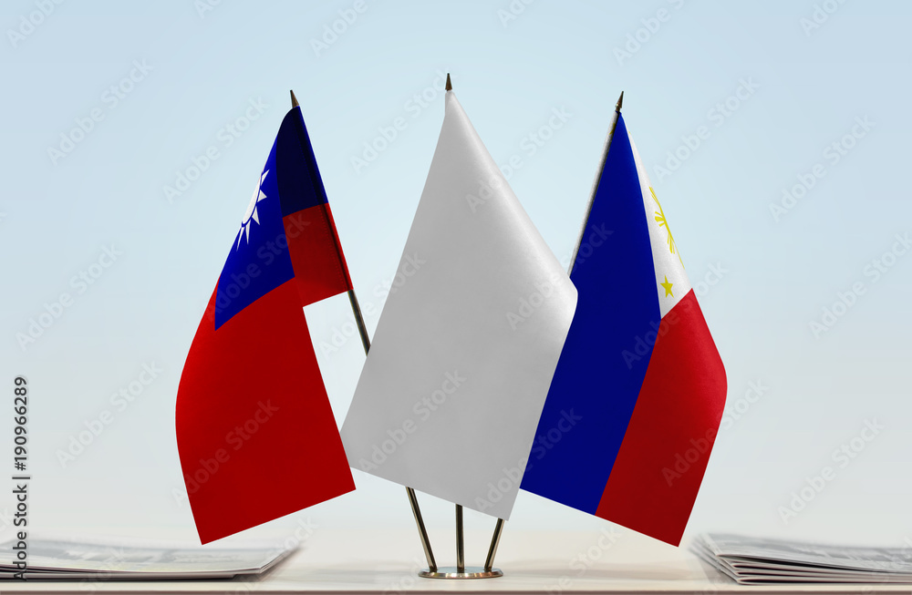 Flags of Taiwan and Philippines with a white flag in the middle Stock ...