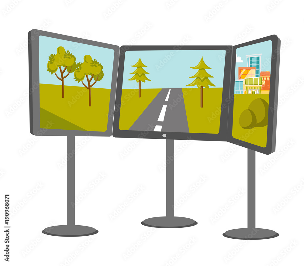 Game racing simulator vector cartoon illustration isolated on white ...