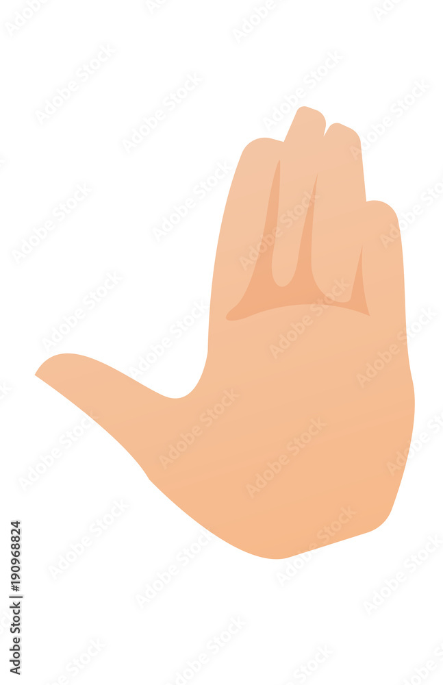 Left palm hand vector cartoon illustration isolated on white background ...