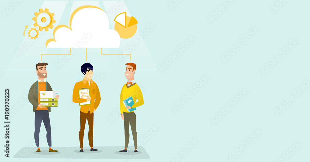 Multicultural business team using cloud computing technologies ...