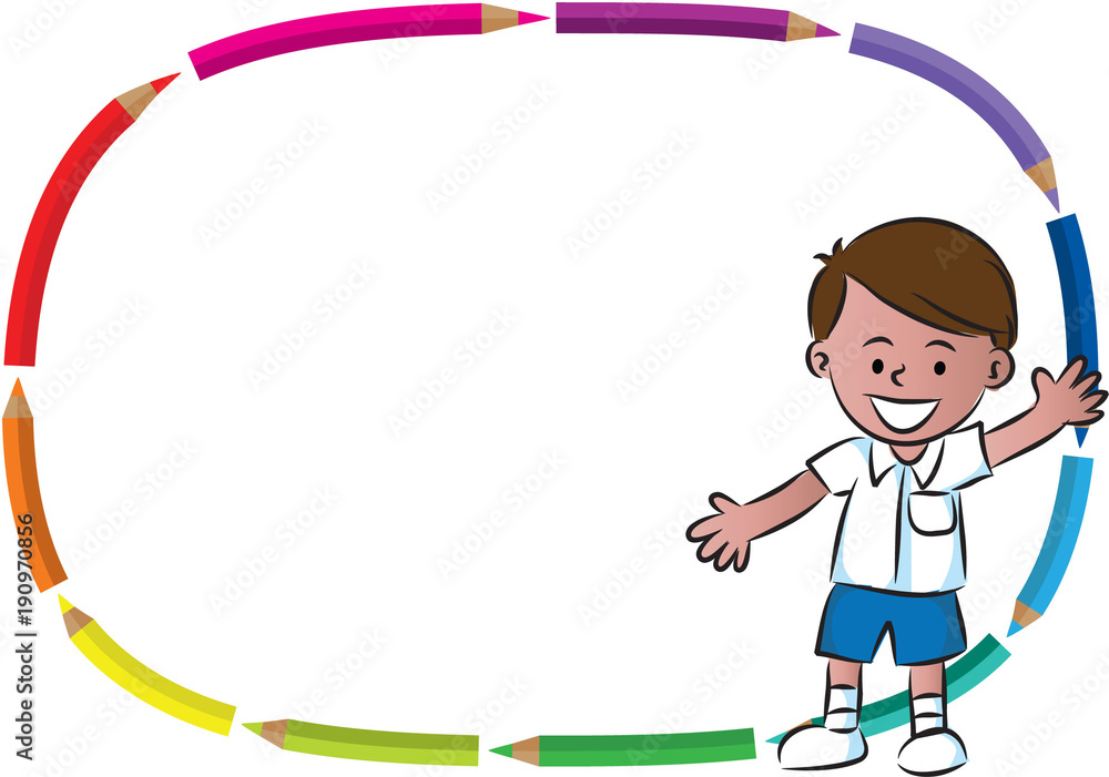 cartoon kids with blank border Stock Illustration | Adobe Stock