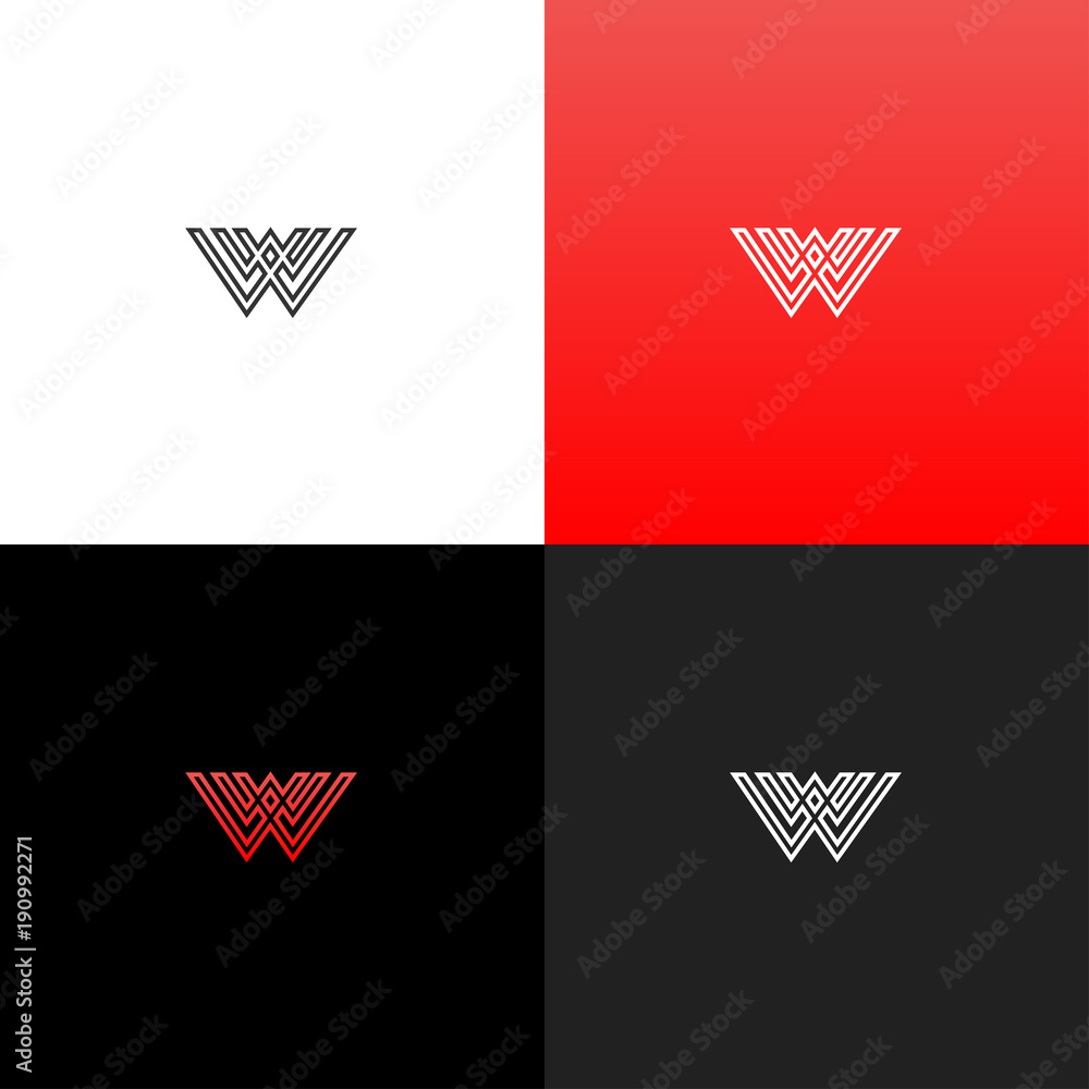 Logo W with lines. Linear logo of the letter w for companies and brands ...