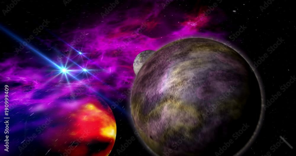 Galaxy and exoplanet exploration. Seamless animation concept of space ...