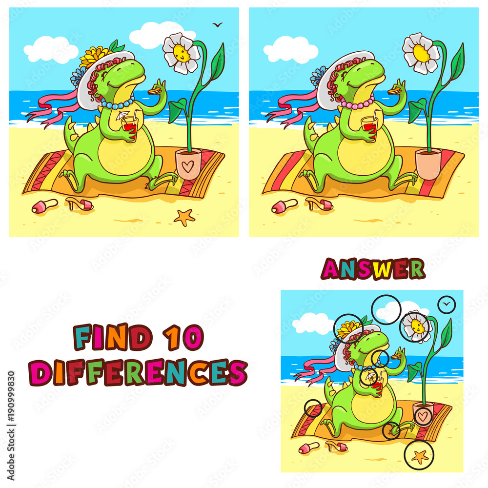 Find ten differences educational game for children. Vector colorful ...