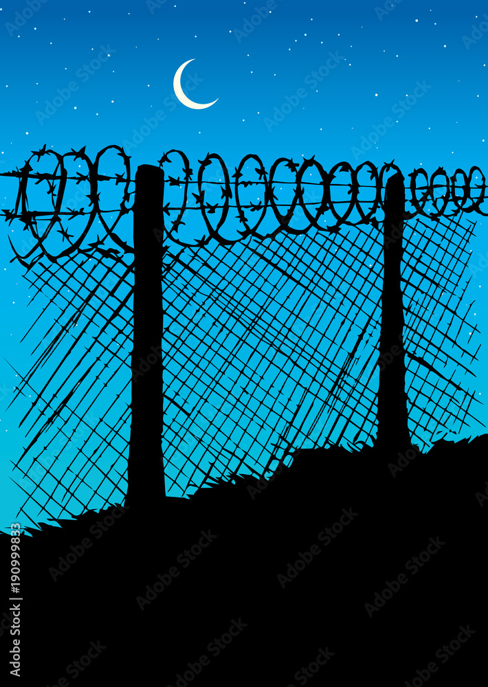 Barbed wire. Vector drawing Stock Vector | Adobe Stock
