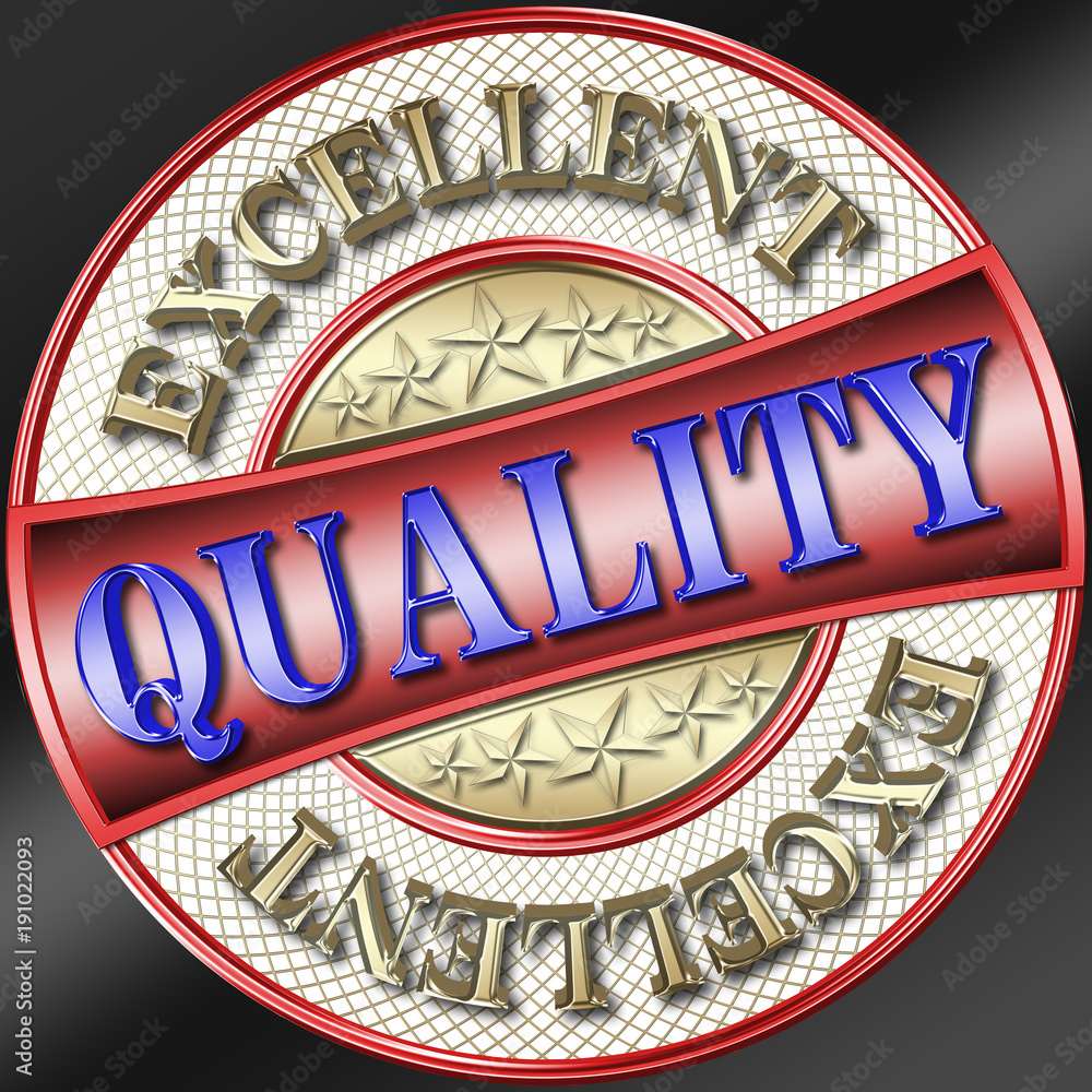 Stock Illustration - Excellent Quality, Golden Excellent Metal Blue ...