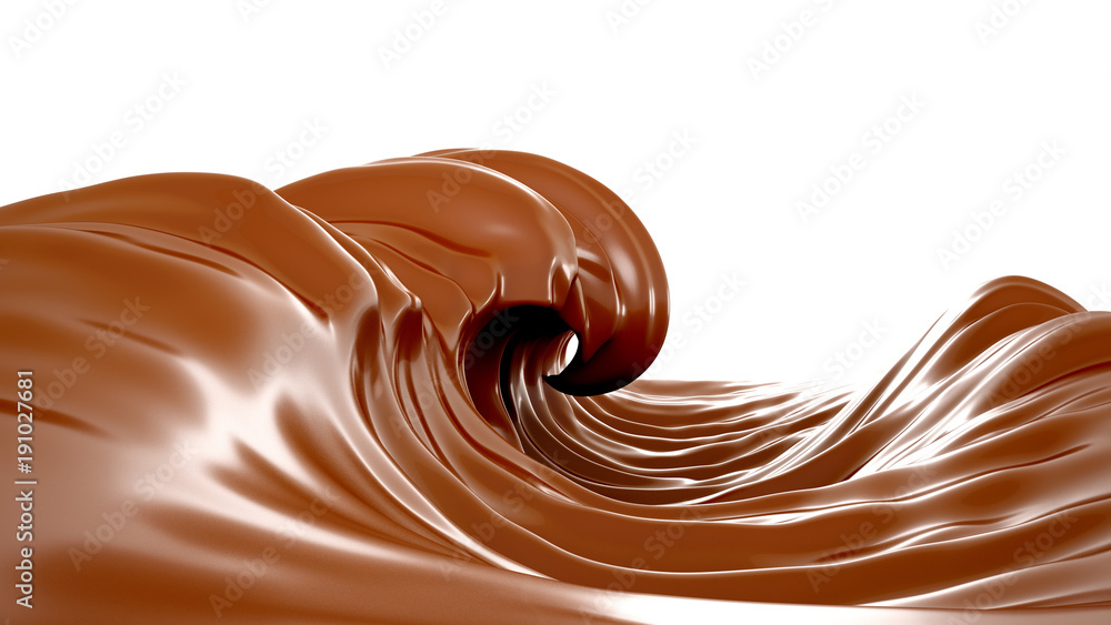 The sea of chocolate. A splash of chocolate on a white background ...