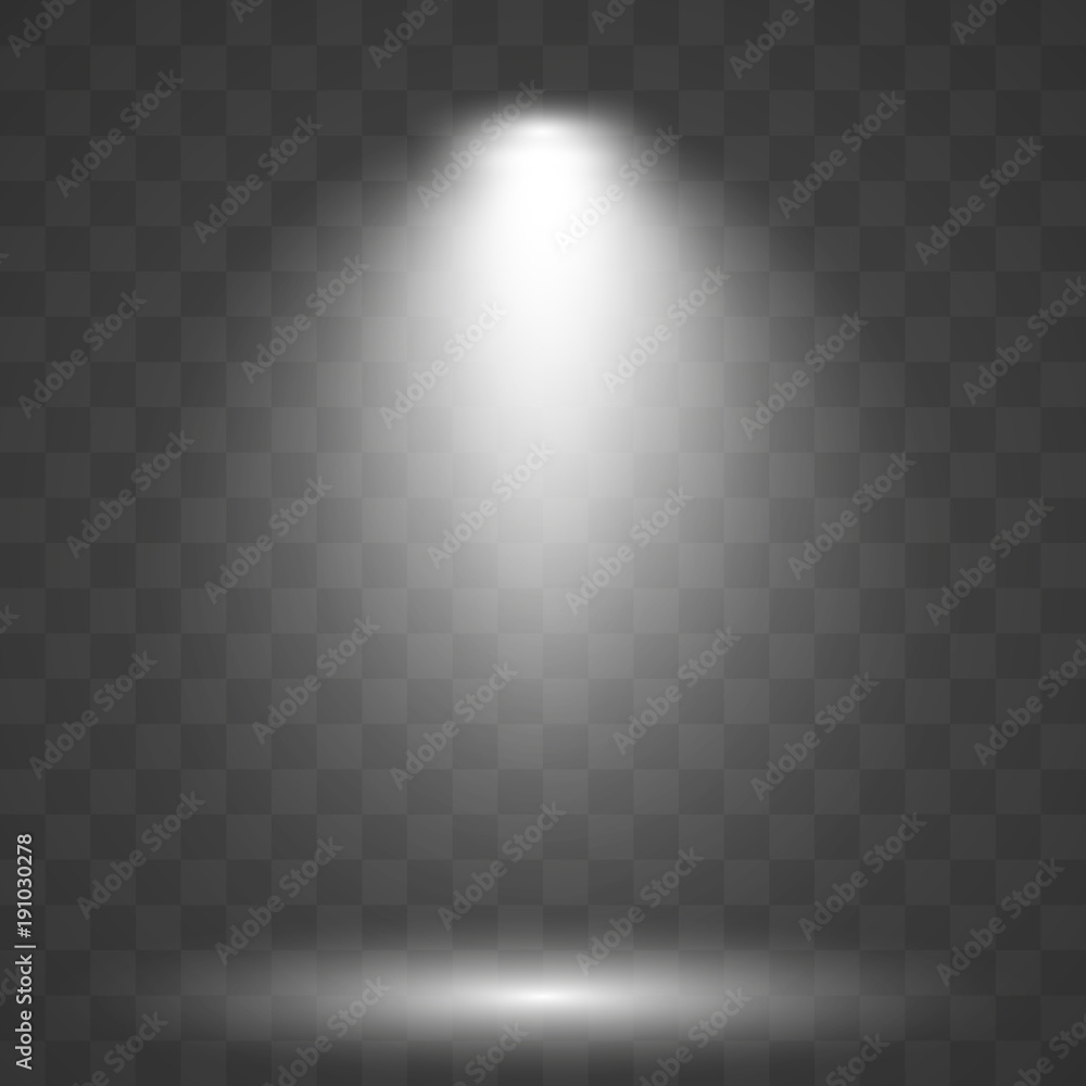 Cold light effect. Stage spotlight on transparent background. Vector ...