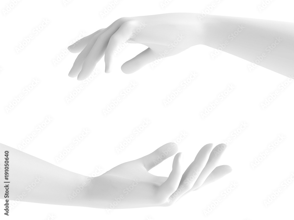 White background 3d hand gesture. 3d illustration, rendering. Stock ...