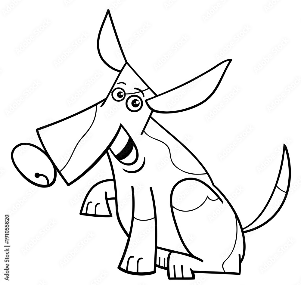 spotted dog cartoon character coloring book Stock Vector | Adobe Stock