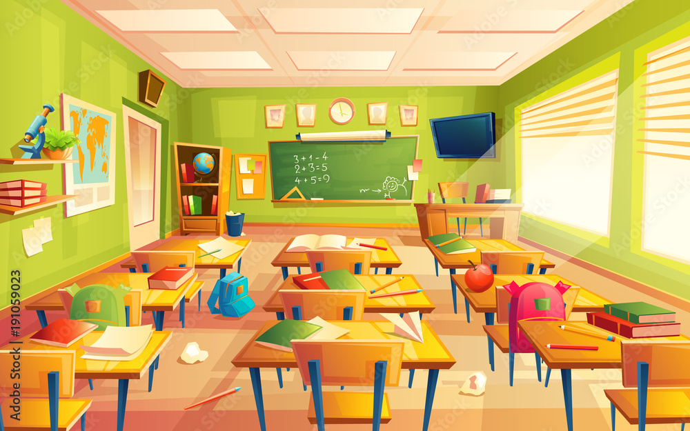 Vector classroom interior. Educational concept, mathematics room ...
