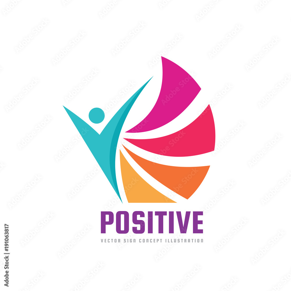 Positive - vector logo template concept illustration. Abstract human ...