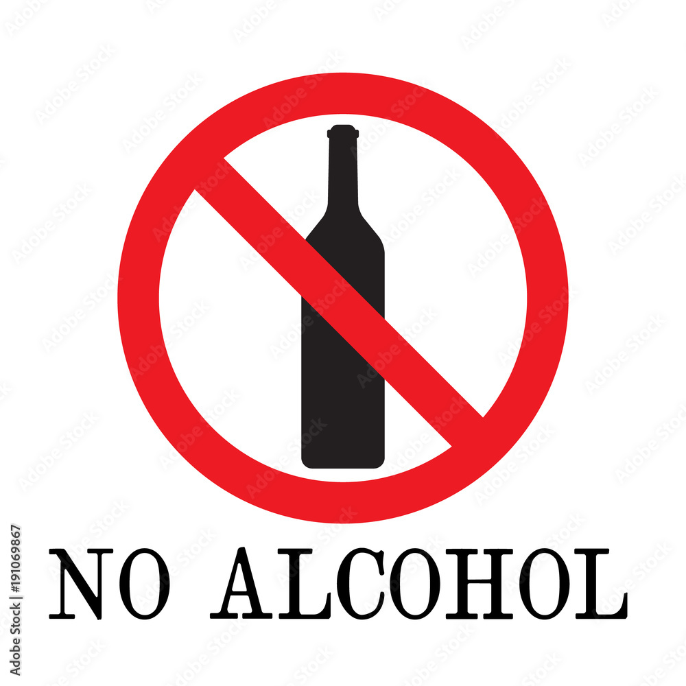 No drinking sign, No alcohol sign, isolated on white background, vector ...