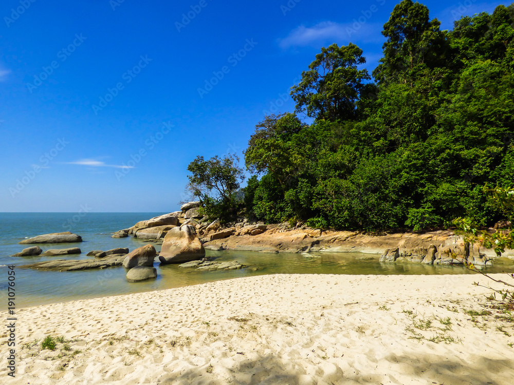 A view of Keachut beach (aka Turtle beach) at Penang National Park ...