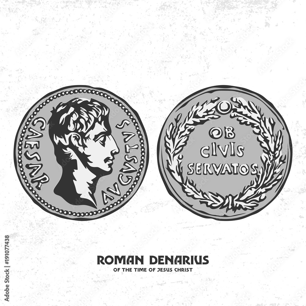 Ancient coin. Roman denarius of the time of Jesus Christ Stock Vector ...