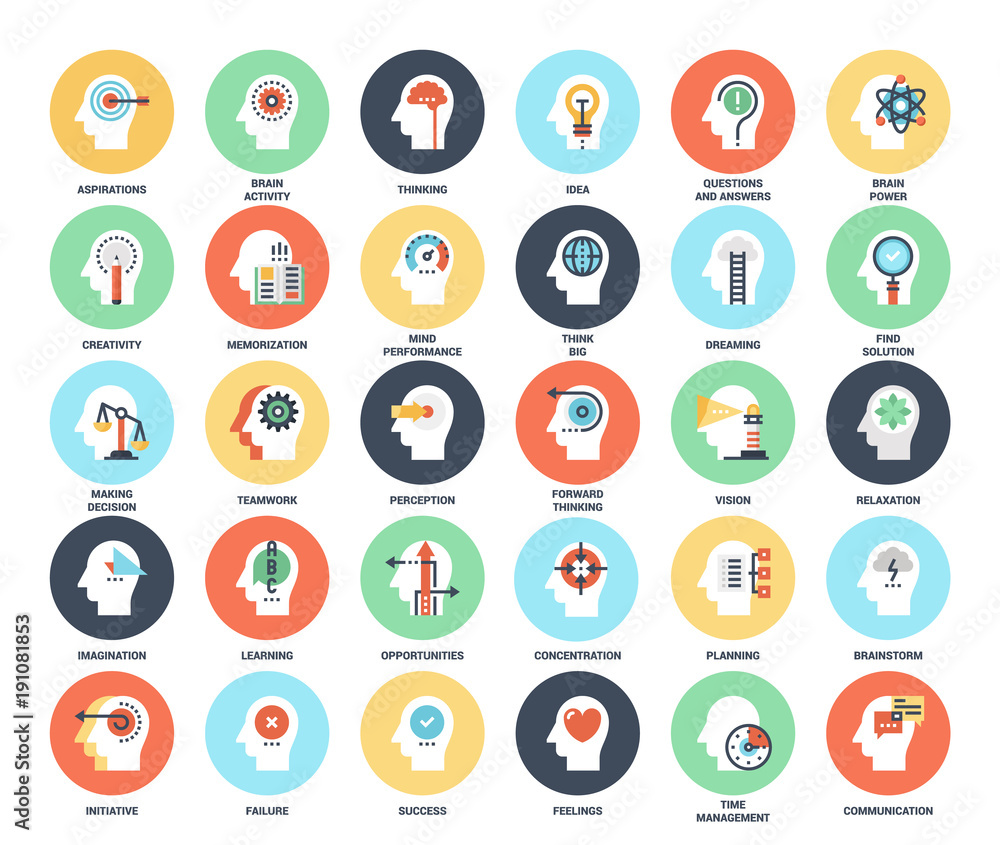 Thinking and brain process Stock Vector | Adobe Stock