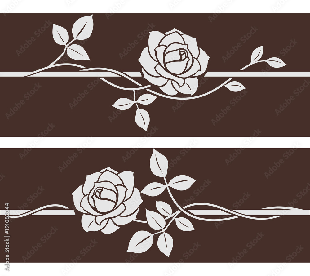 Decorative ornament with rose for frame and border design. Vector ...