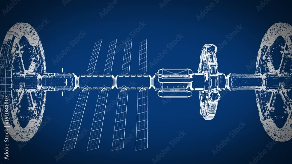 Blueprint animated, abstract technical drawing moves horizontally ...