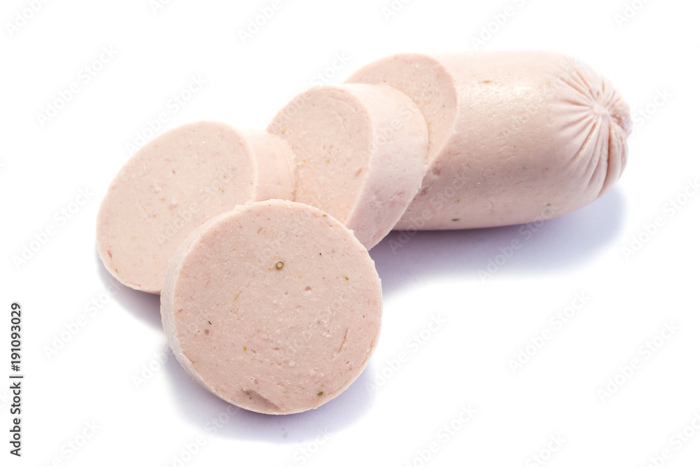 Fleischwurst Jagdwurst isoliert freigestellt auf weißen Hintergrund ...
